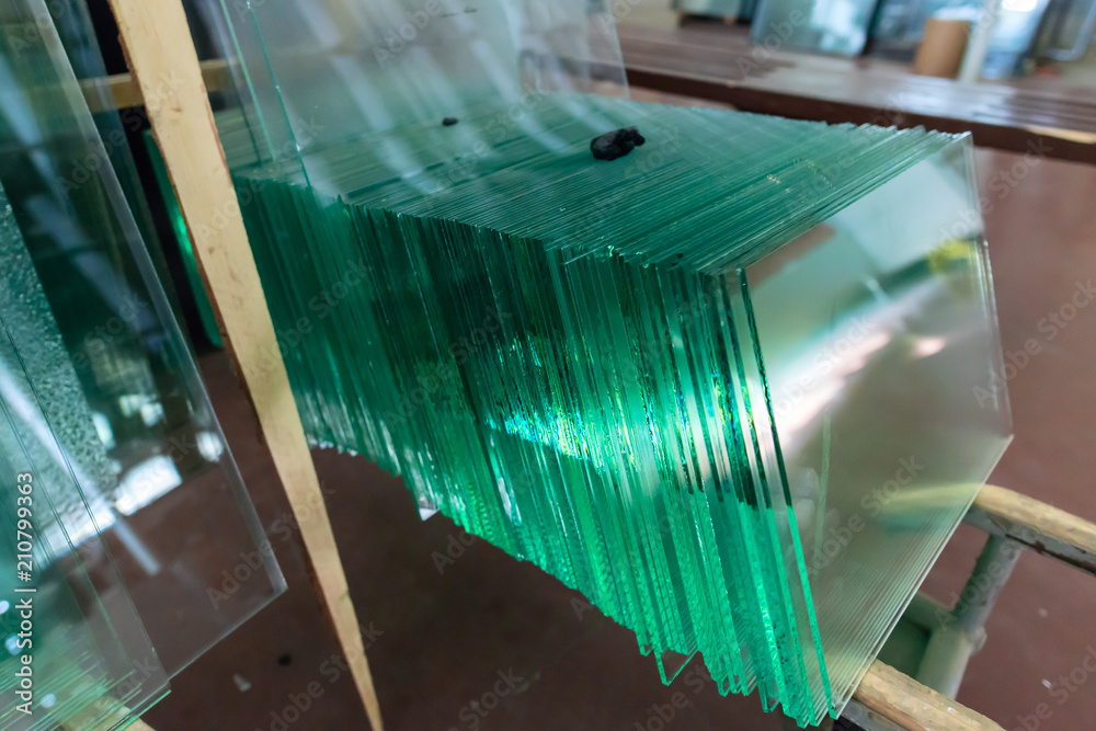 Glasses in industrial glass processing workshop Stock Photo | Adobe Stock