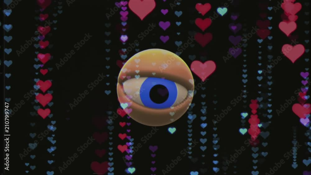 retro VHS TV eye in HEART rain looking around background animation New ...