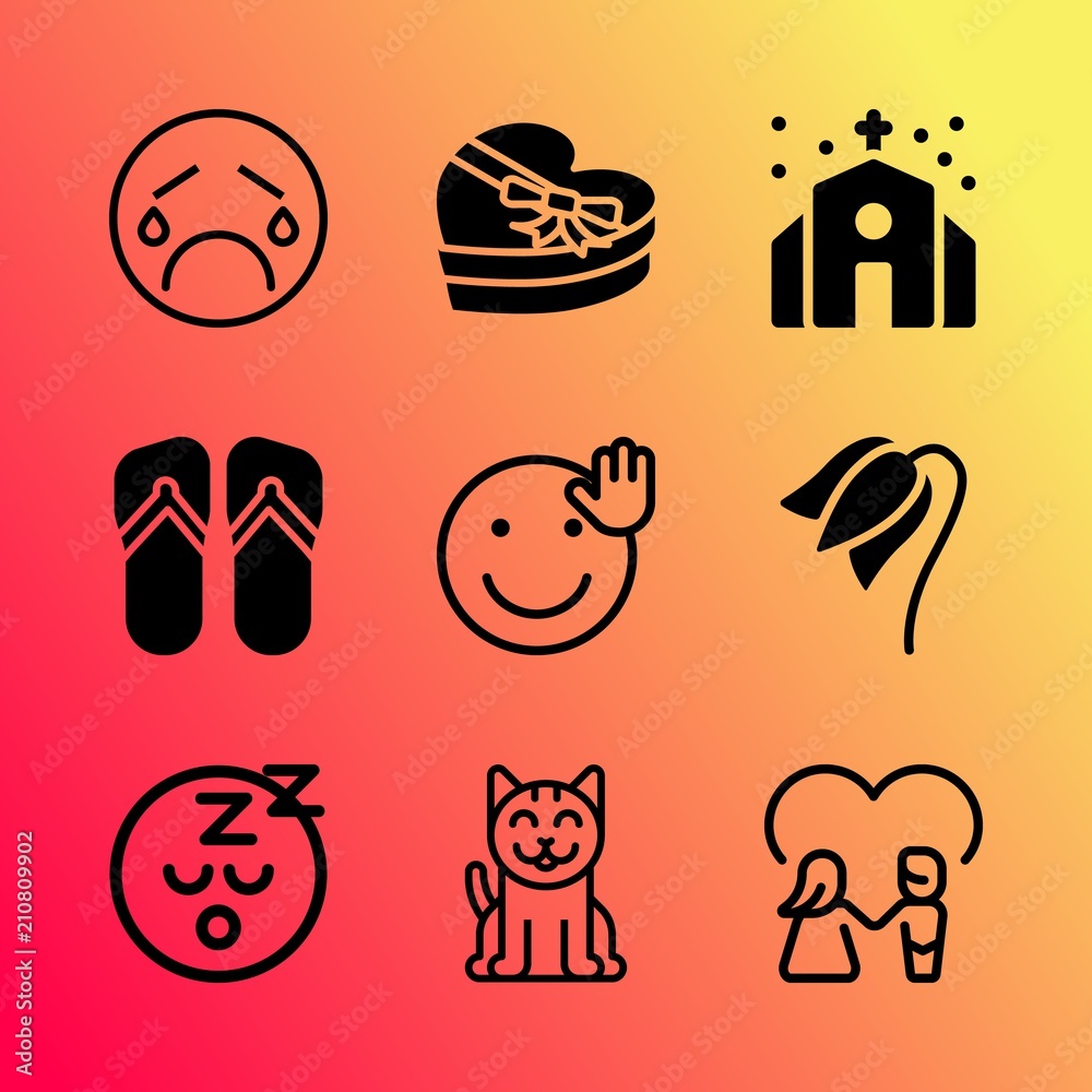 Vector icon set about love with 9 icons related to tulip, pet, various ...