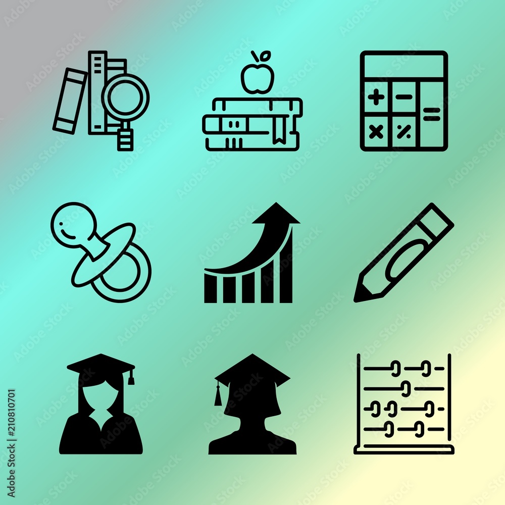 Vector icon set about education with 9 icons related to university ...