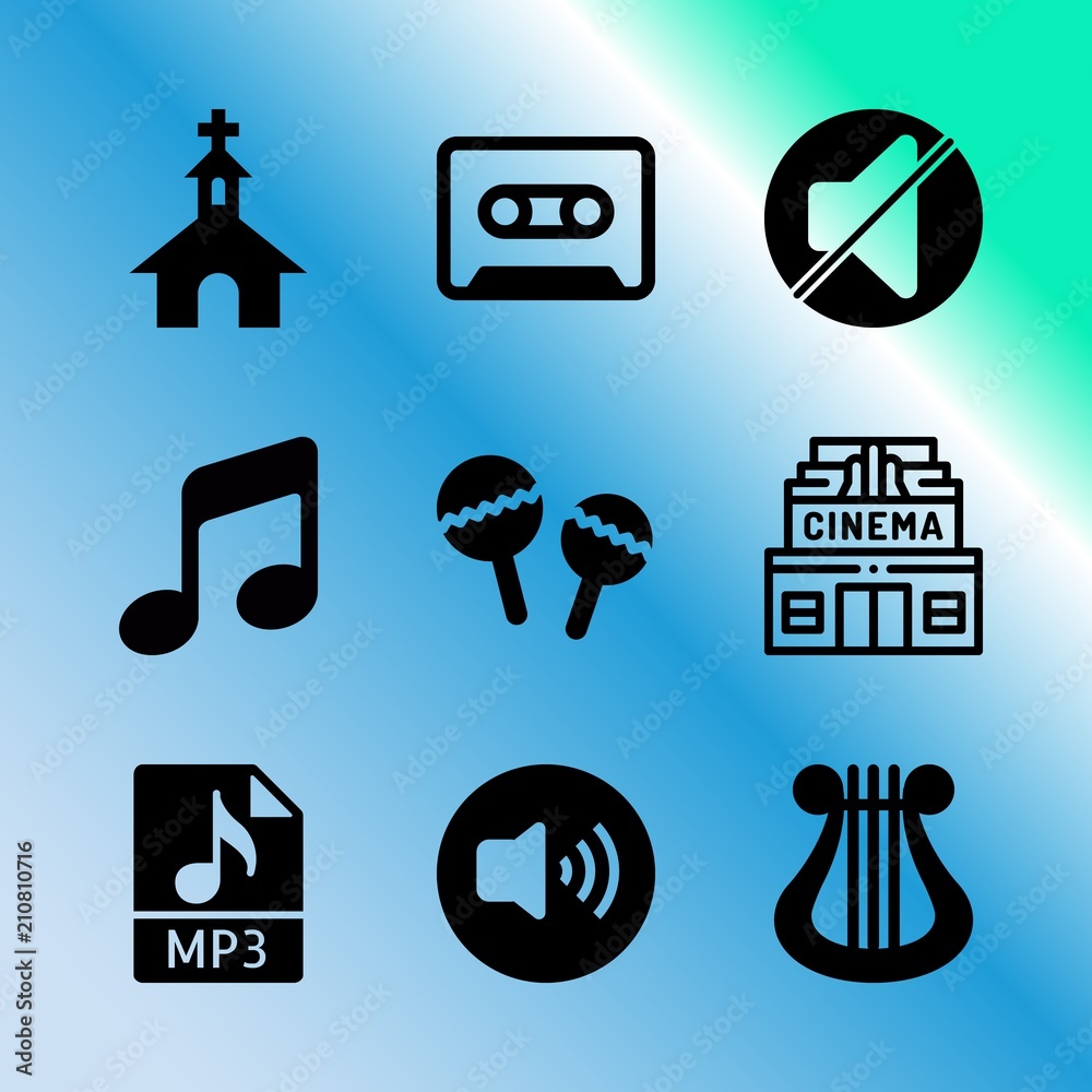 Vector icon set about music with 9 icons related to style, concept ...