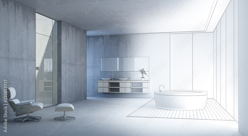 Modernes Bad Zeichnung Stock Illustration | Adobe Stock