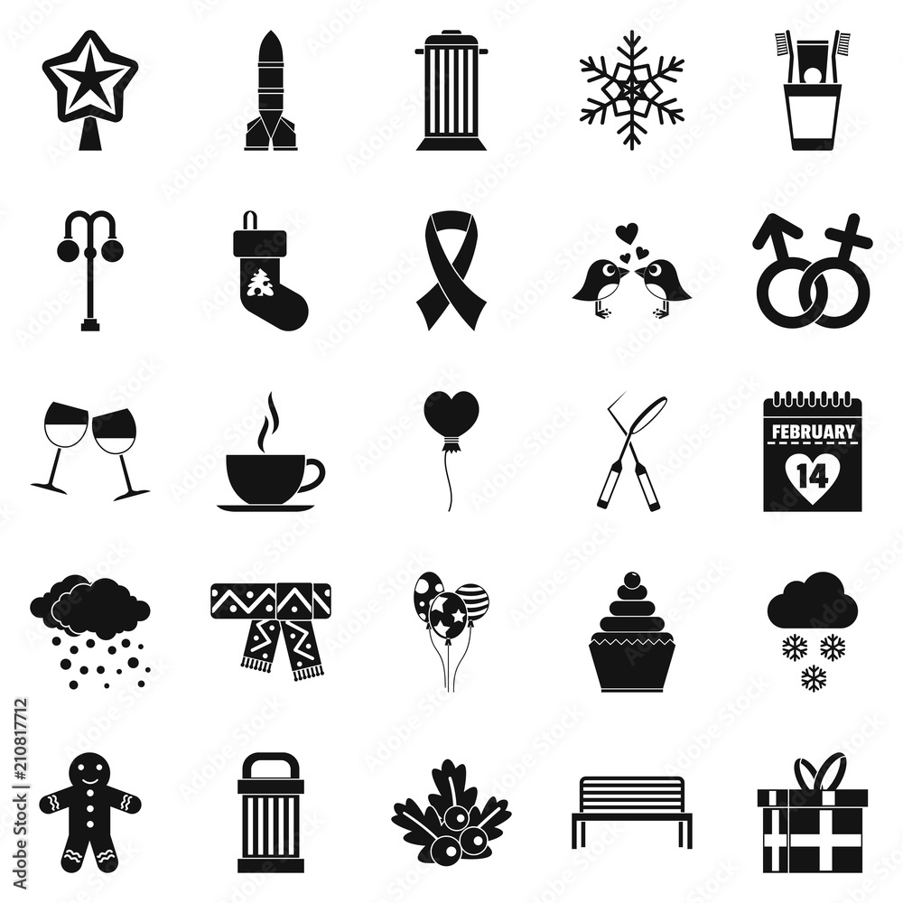 Holiday icons set. Simple set of 25 holiday vector icons for web ...