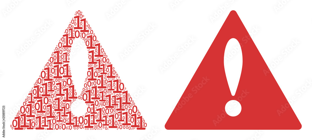 Warning composition icon of zero and null digits in variable sizes ...