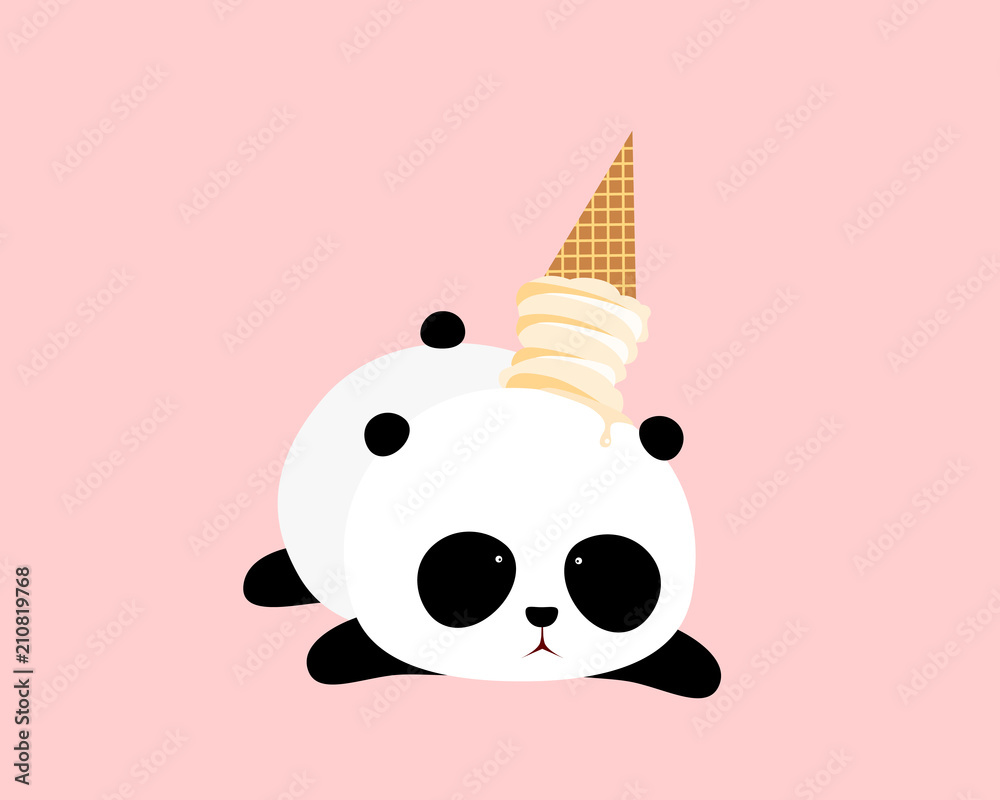 Vector Illustration: A cute cartoon giant panda falls down on the ...