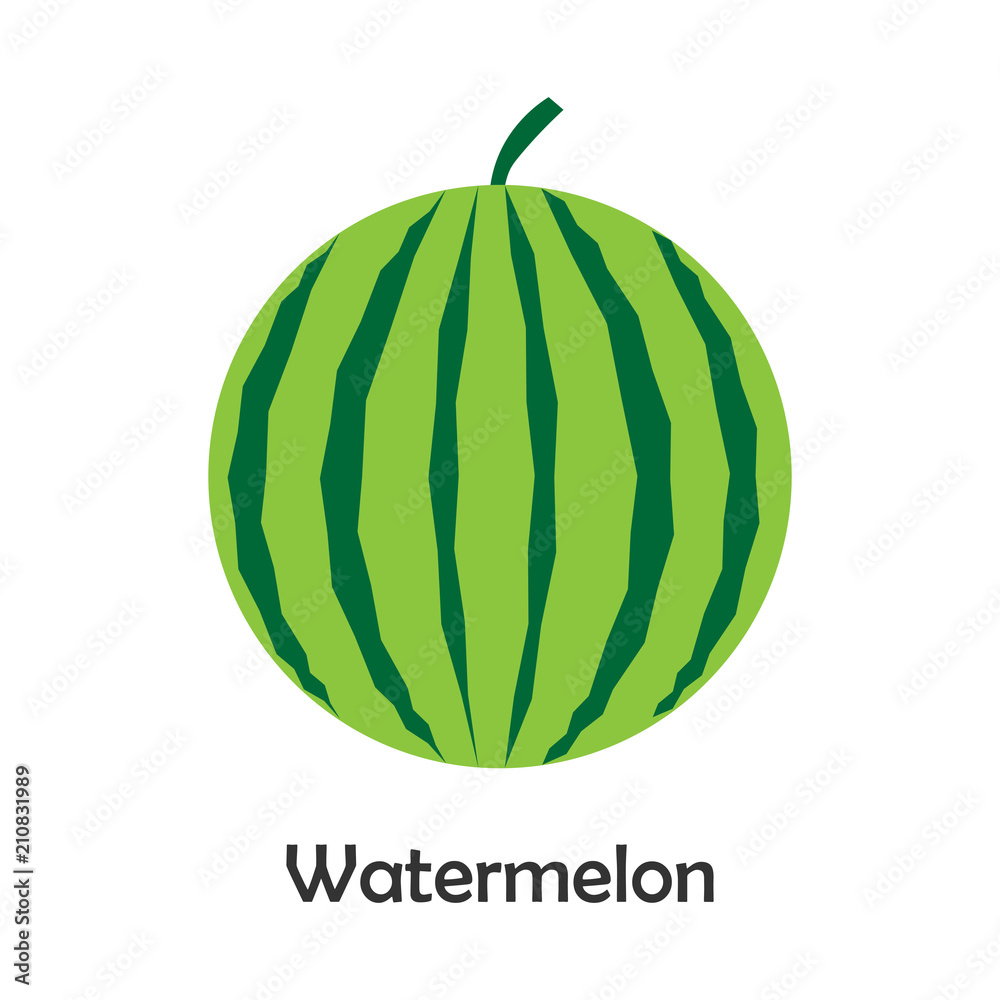 Watermelon in cartoon style, card with fruit for kid, preschool ...