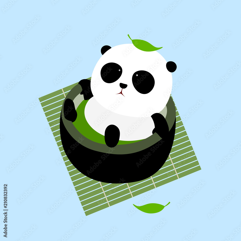 Vector Illustration: A cute cartoon giant panda lying in a cup of ...