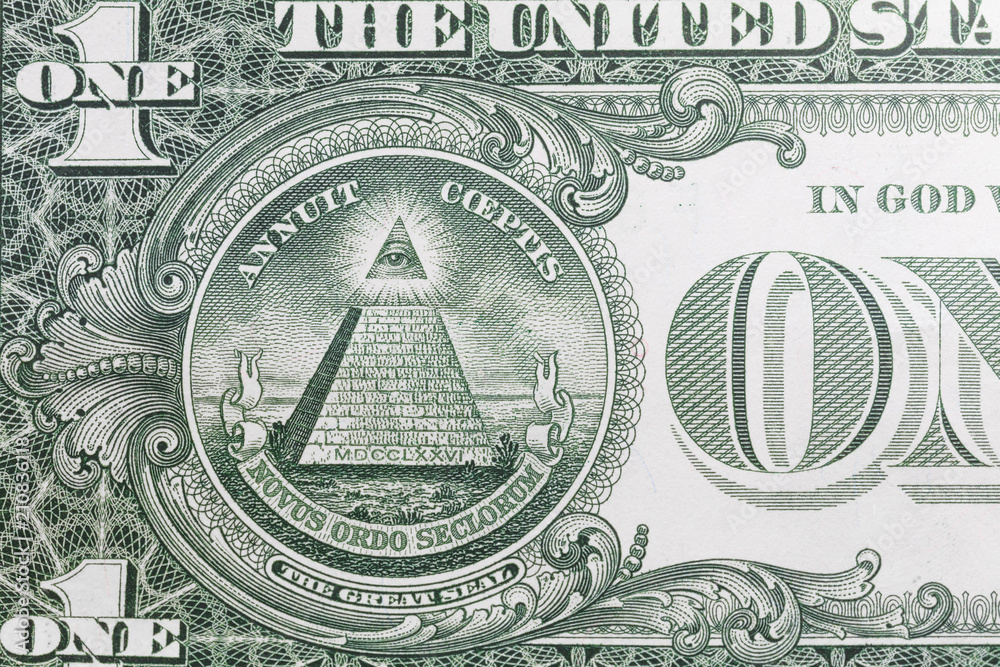 Closeup of back side of 1 dollar bill Stock Photo | Adobe Stock