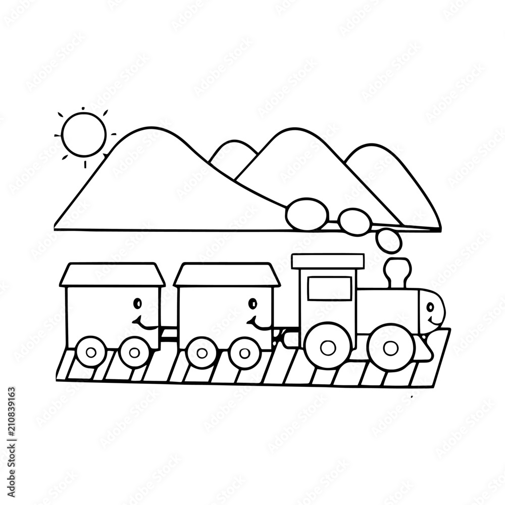 Train cartoon illustration isolated on white background for children ...
