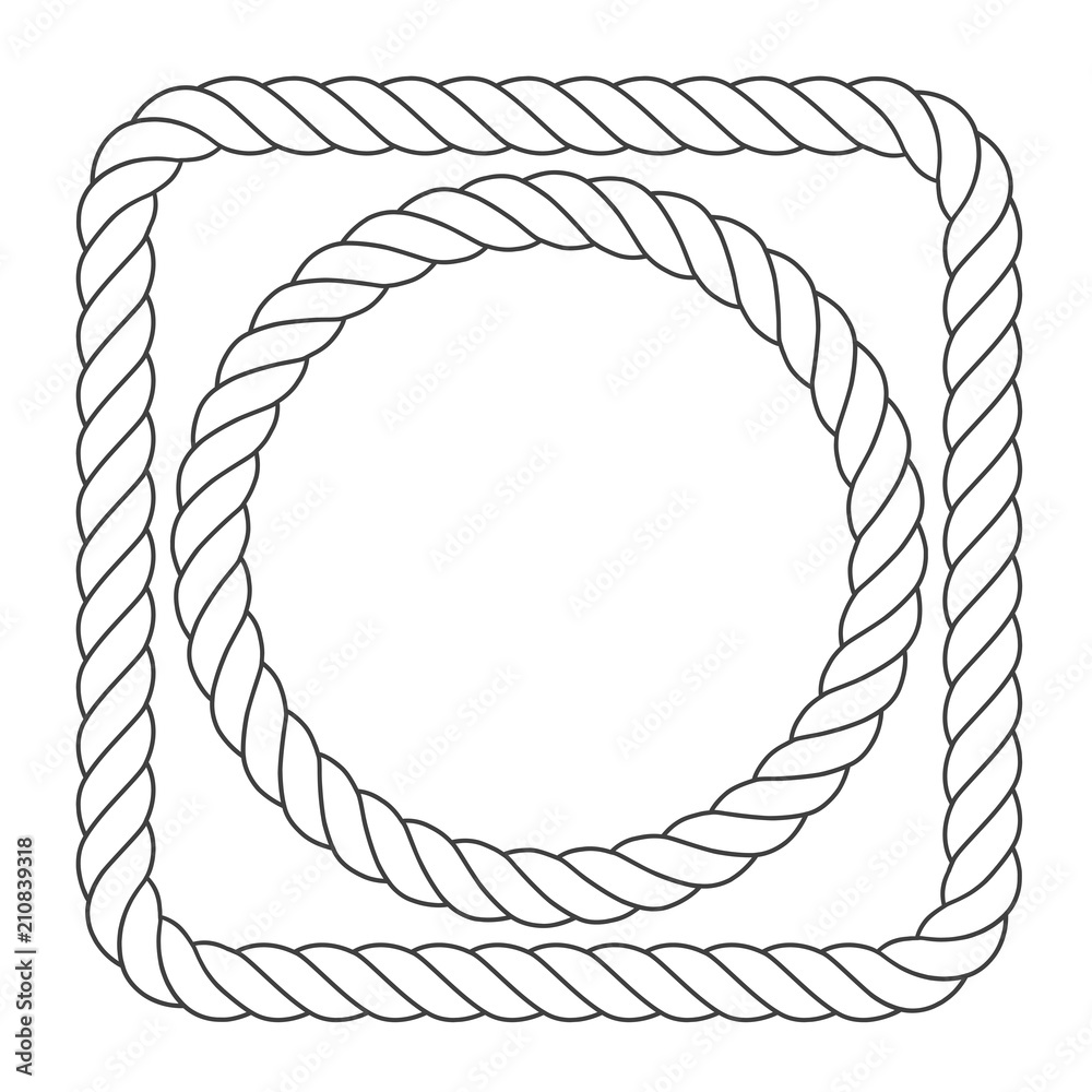 Simple rope frames - square and round rope borders Stock Vector | Adobe ...