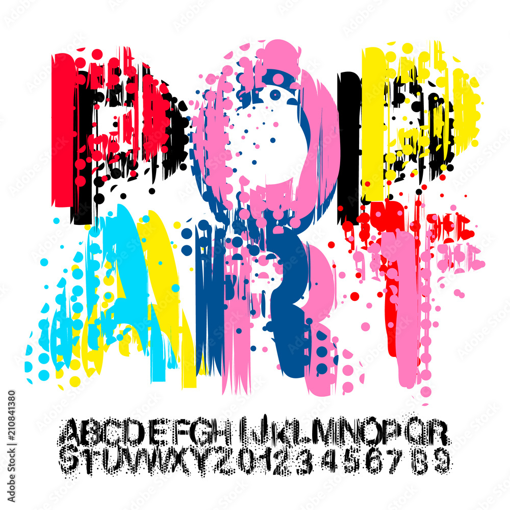 Comic retro font set. Alphabet letters and number in style of comics ...