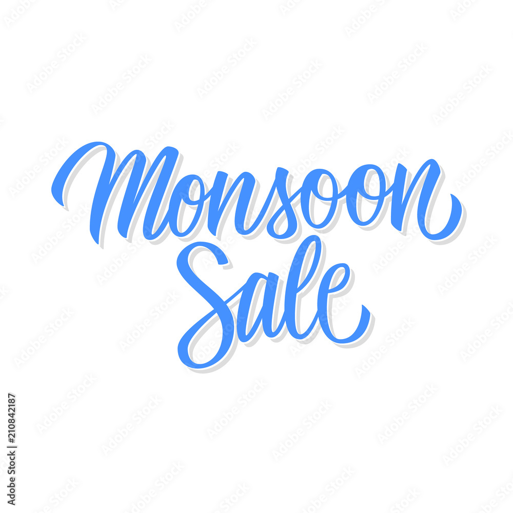 Monsoon Sale hand drawn lettering special offer template for monsoon ...