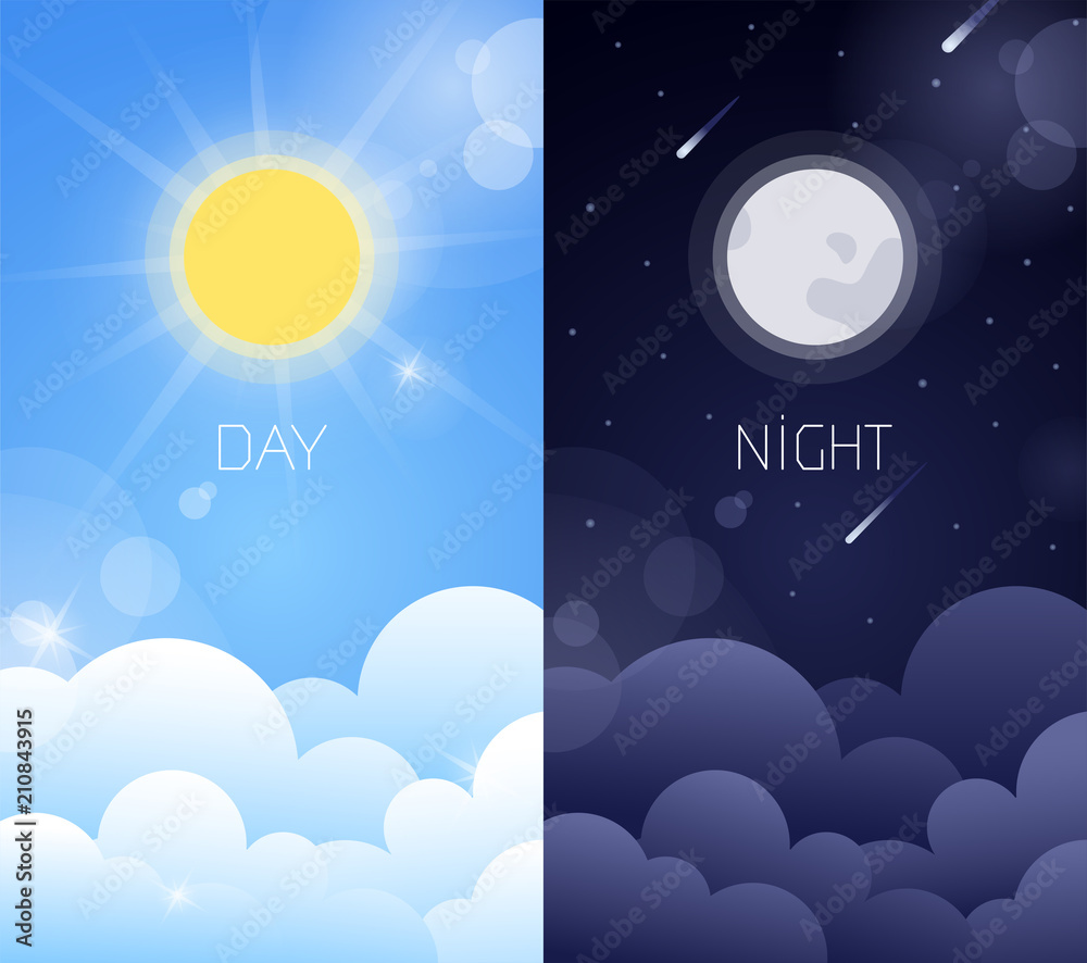 Day and night sky illustration Stock Vector | Adobe Stock