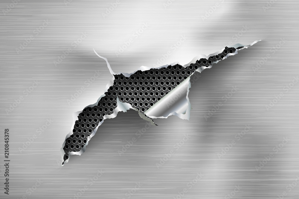 ragged Hole torn in ripped steel on metal Stock Vector | Adobe Stock