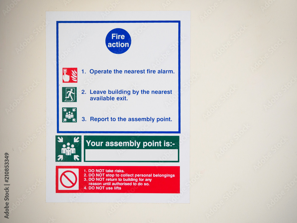 Health and Safety Fire Action Assembly Point UK Sign Stock Photo ...
