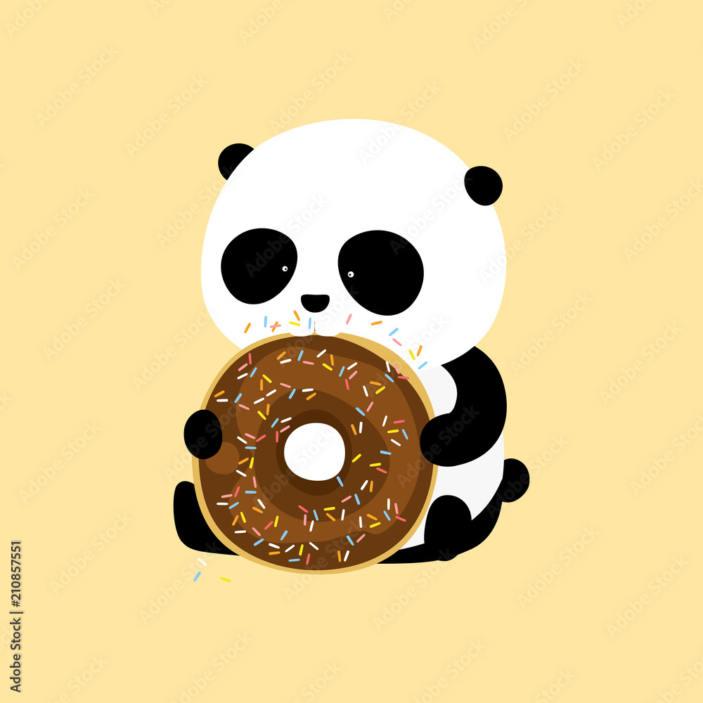 Vector Illustration: A cute cartoon giant panda is sitting on the ...