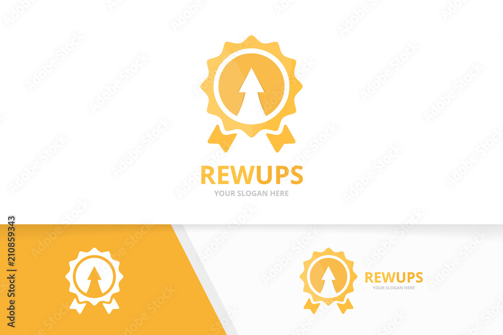 Vector reward and arrow up logo combination. Trophy and growth symbol ...