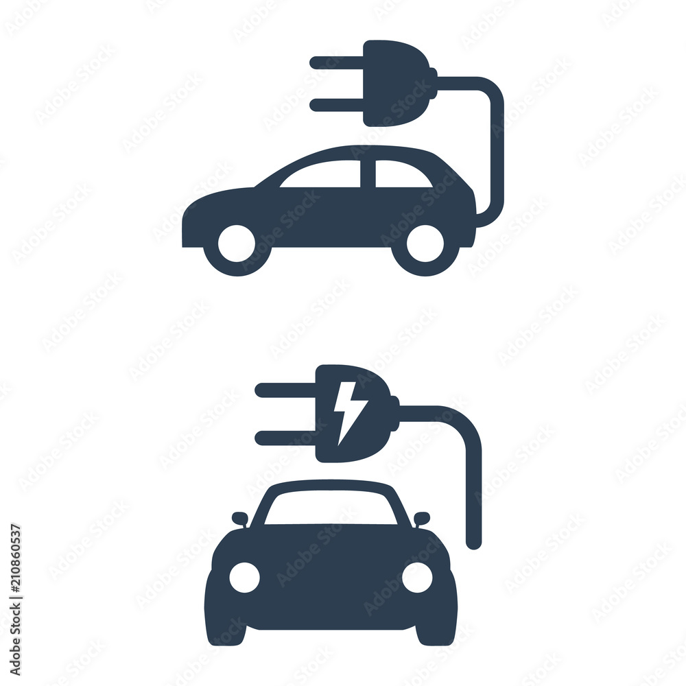 Electric car icon on white background. Stock Vector | Adobe Stock