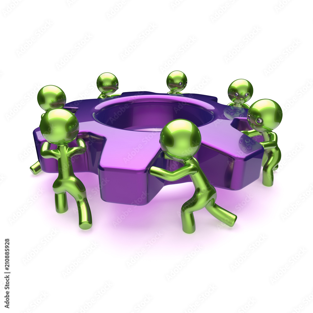 teamwork gearwheel cogwheel business process characters. human ...