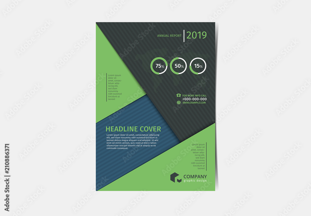 Flyer Layout with Diagonal Elements Stock Template | Adobe Stock