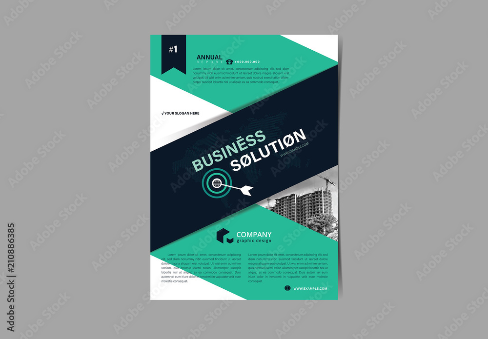 Flyer Layout with Diagonal Elements Stock Template | Adobe Stock