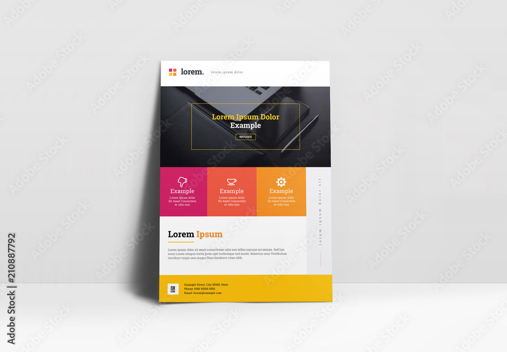 Red, Orange, and Yellow Business Flyer Layout Stock Template | Adobe Stock