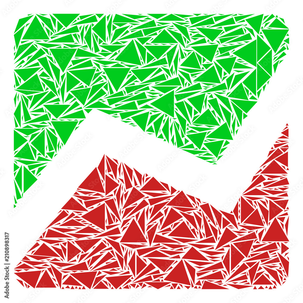 Analytics chart collage of triangle items in different sizes and shapes ...