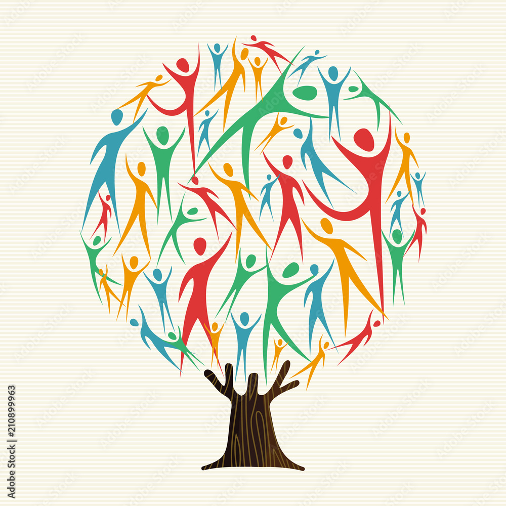 Tree of people shapes for community team concept Stock Vector | Adobe Stock