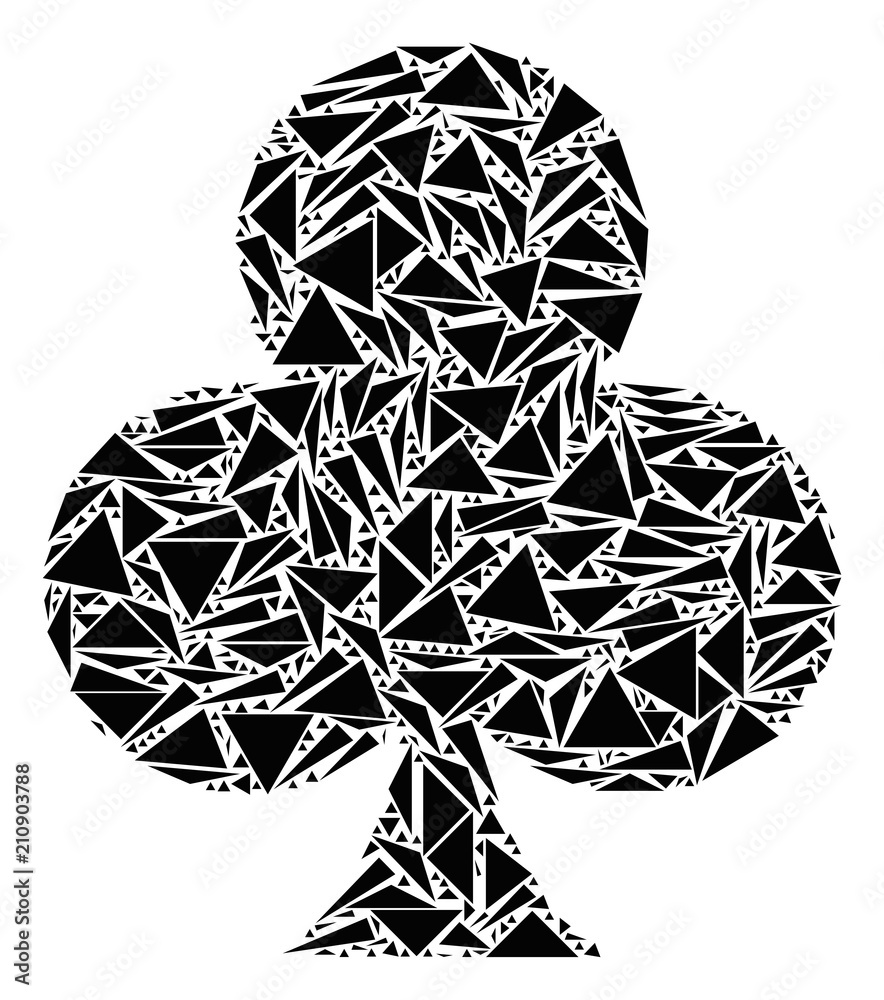 Clubs suit collage of triangle elements in variable sizes and shapes ...