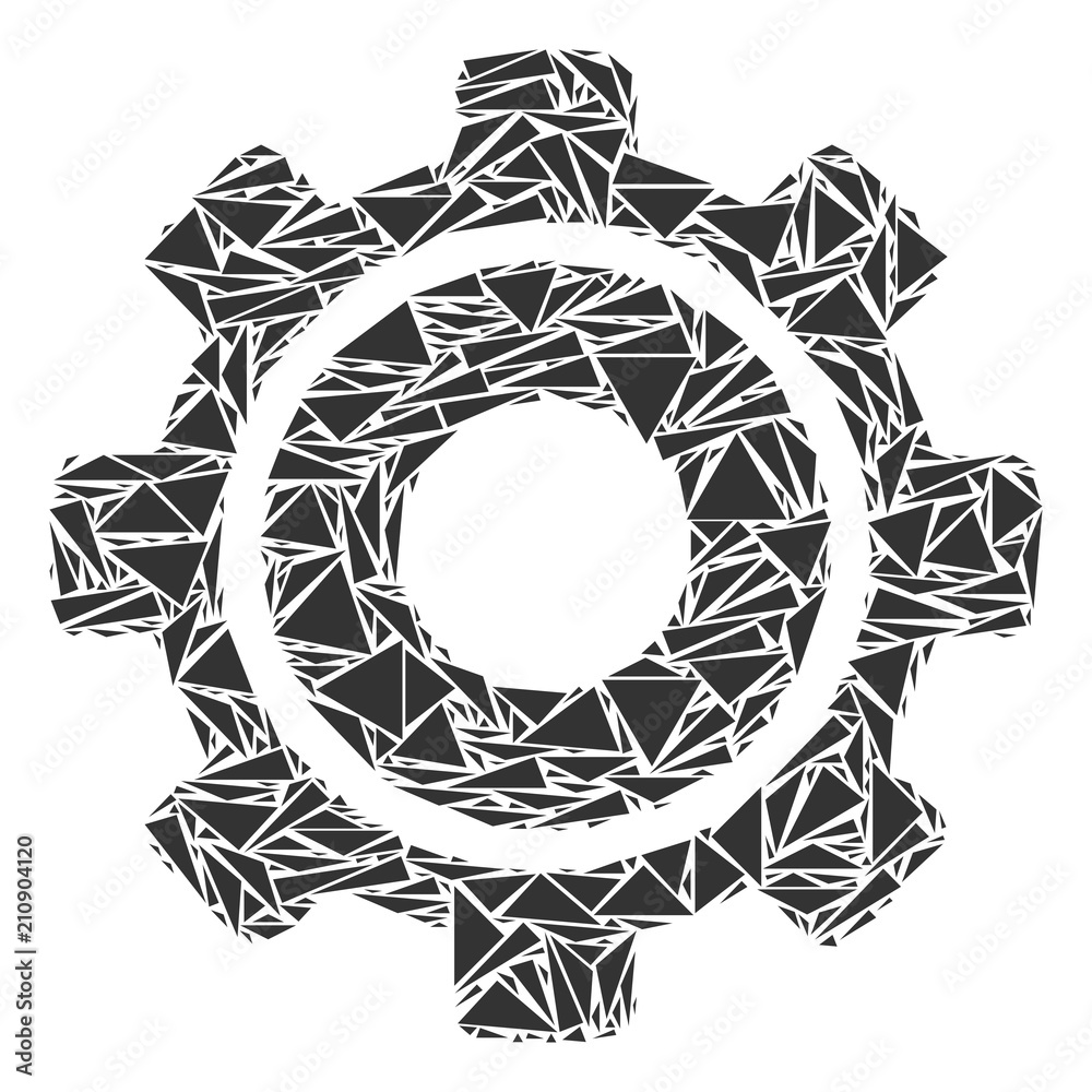 Cog collage of triangle elements in various sizes and shapes. Vector ...