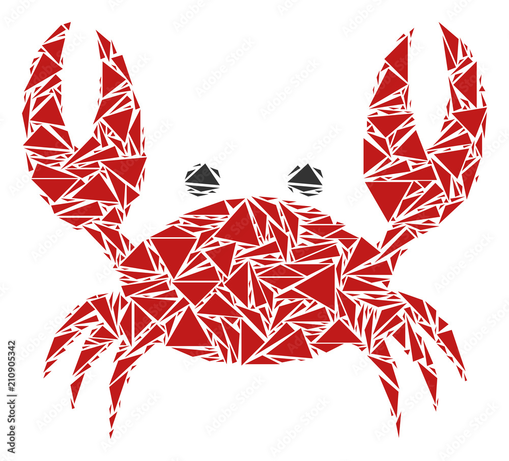 Crab mosaic of triangle elements in variable sizes and shapes. Vector ...