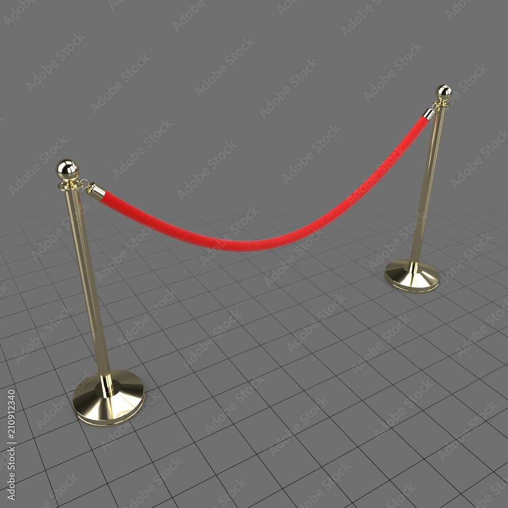 Red velvet rope Stock 3D asset | Adobe Stock