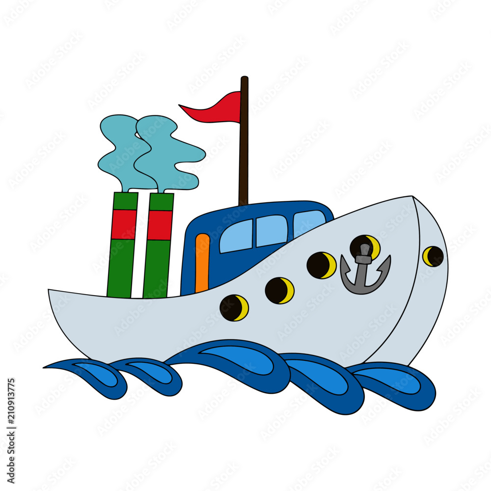 Boat cartoon illustration isolated on white background for children ...