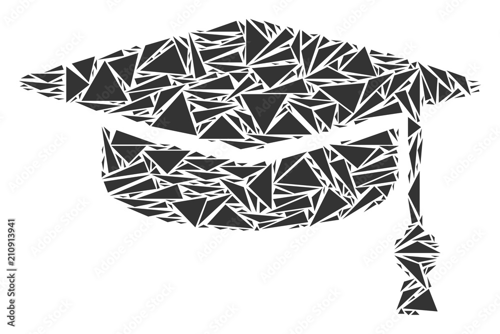Graduation cap collage of triangle elements in various sizes and shapes ...