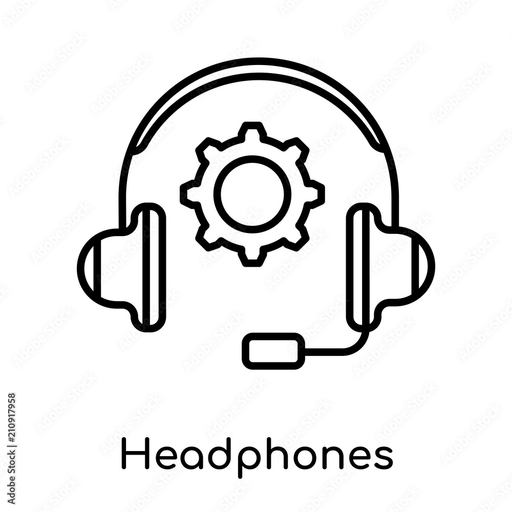 Headphones icon vector sign and symbol isolated on white background ...