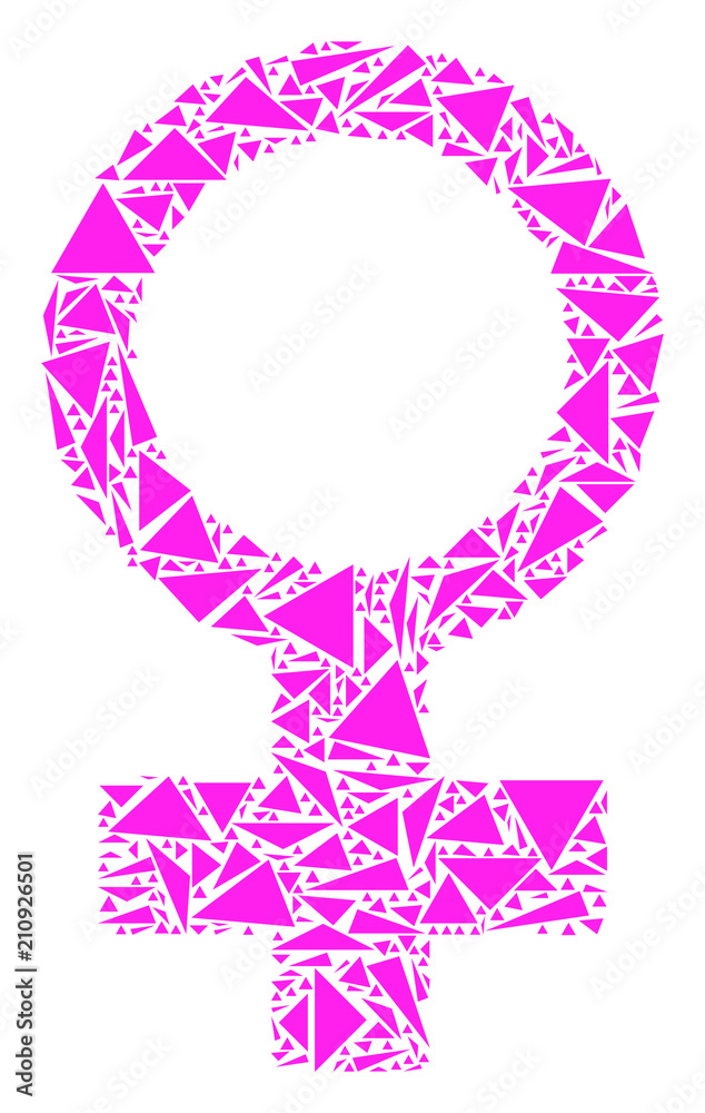 Venus symbol mosaic of triangle items in variable sizes and shapes ...