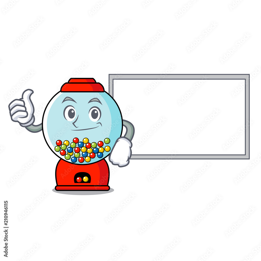 Thumbs up with board gumball machine character cartoon Stock Vector ...