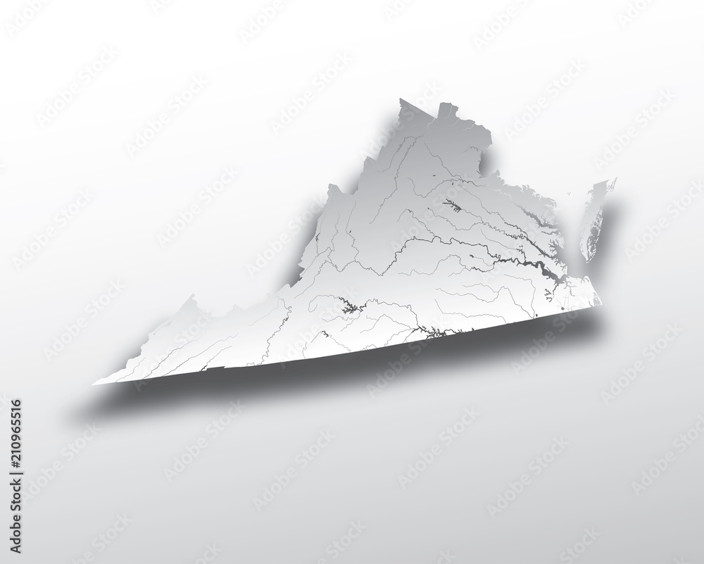 U.S. states - map of Virginia with paper cut effect. Please look at my ...