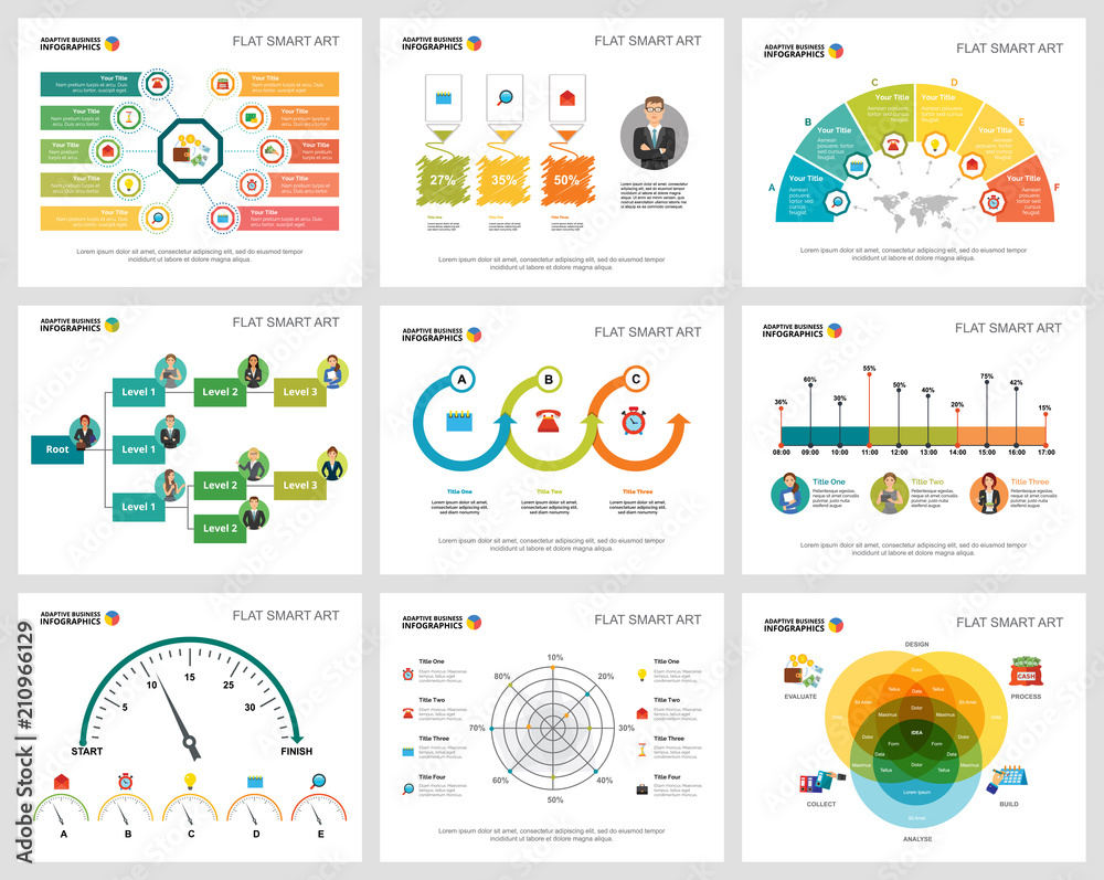 Colorful statistics or economy concept infographic charts set. Business ...