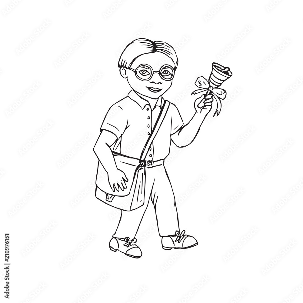 Boy Going To School Drawing