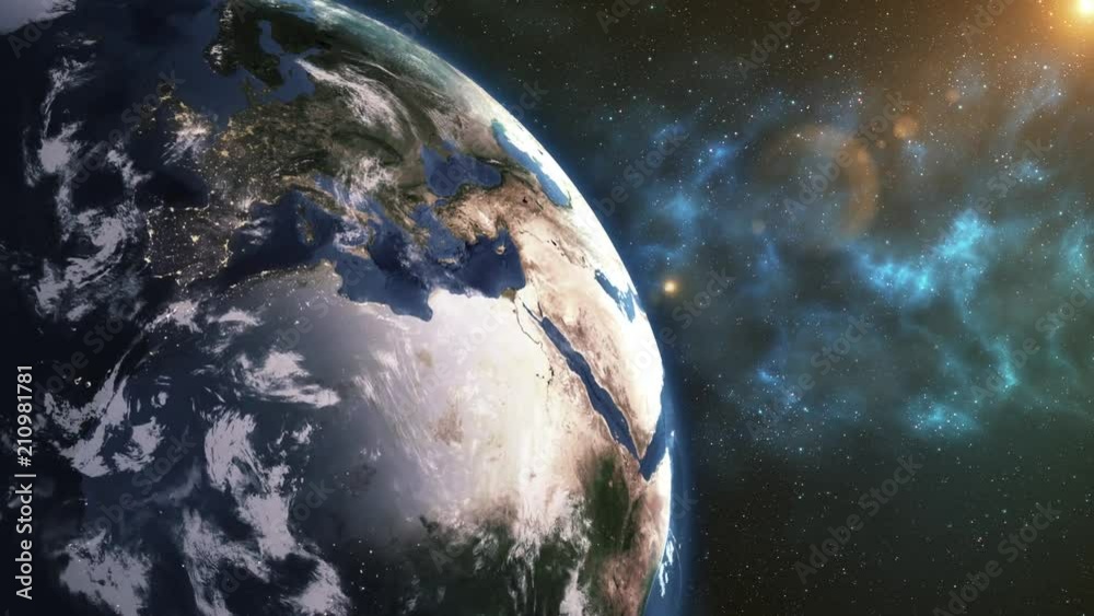 Realistic Planet Earth from space. On the planet Earth, there is a ...