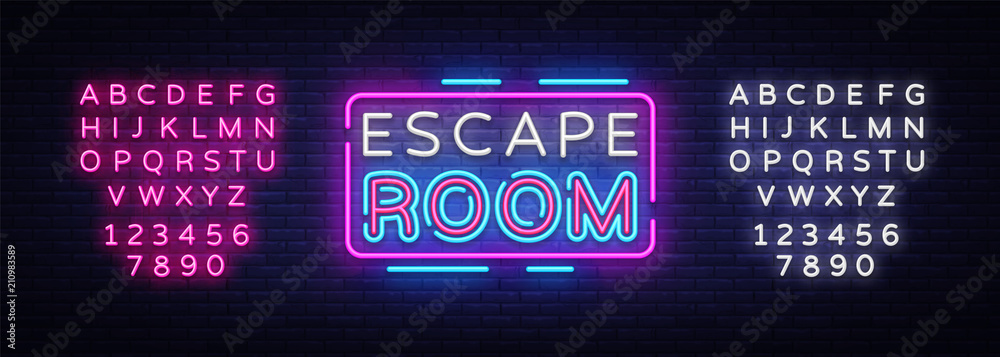 Escape Room neon signs vector. Escape Room Design template neon sign ...
