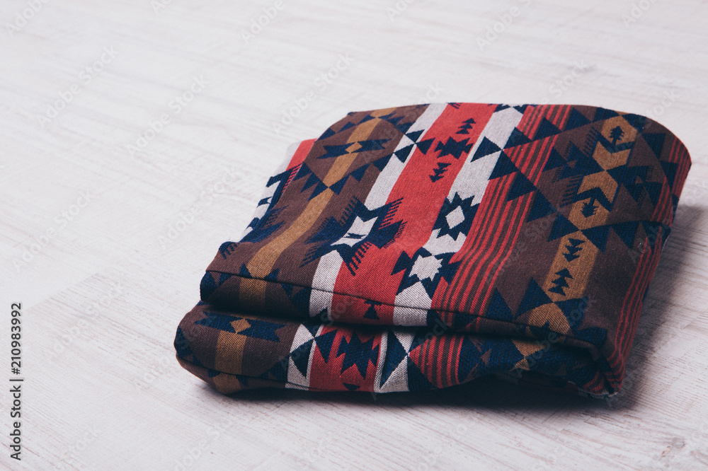 rolled up clothes made of natural fabric on white background. Elements ...