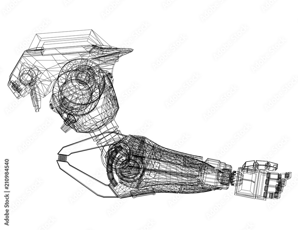 Robotic Arm Design Concept Architect Blueprint - isolated Stock Photo ...