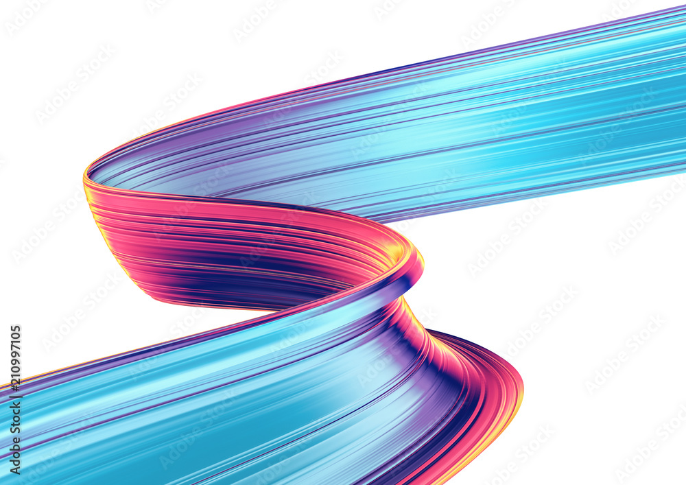 3D render abstract background. Colorful 90s style twisted shapes in ...