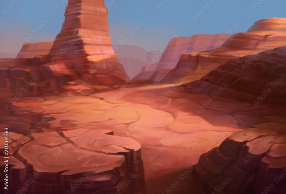 Illustrazione Stock Wild west Texas desert landscape with mountains of ...
