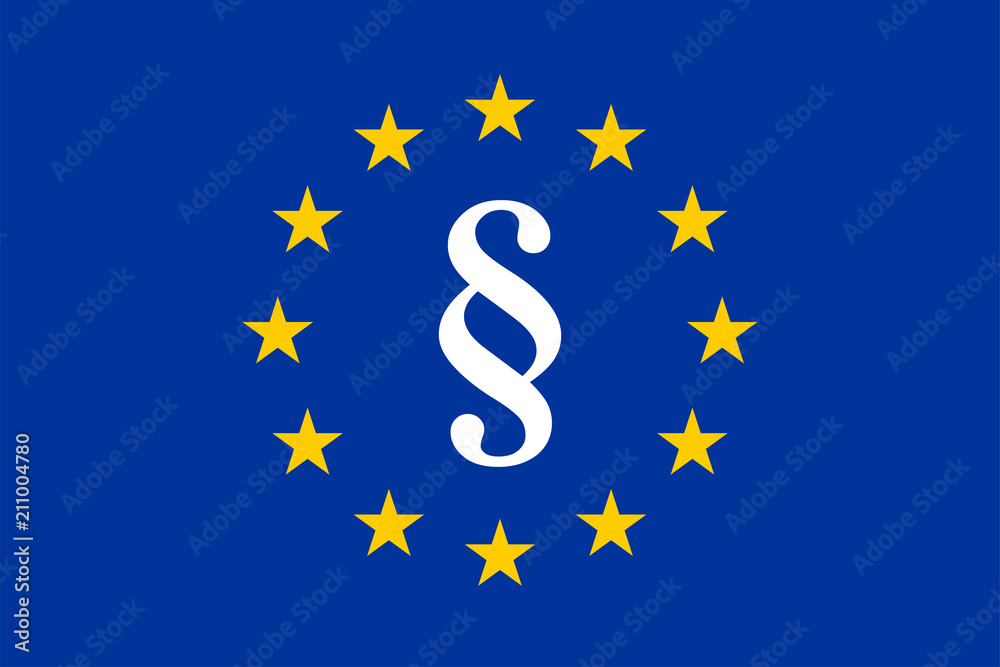Flagge der EU mit Paragraphenzeichen, Gesetzeszeichen. Stock Vector ...