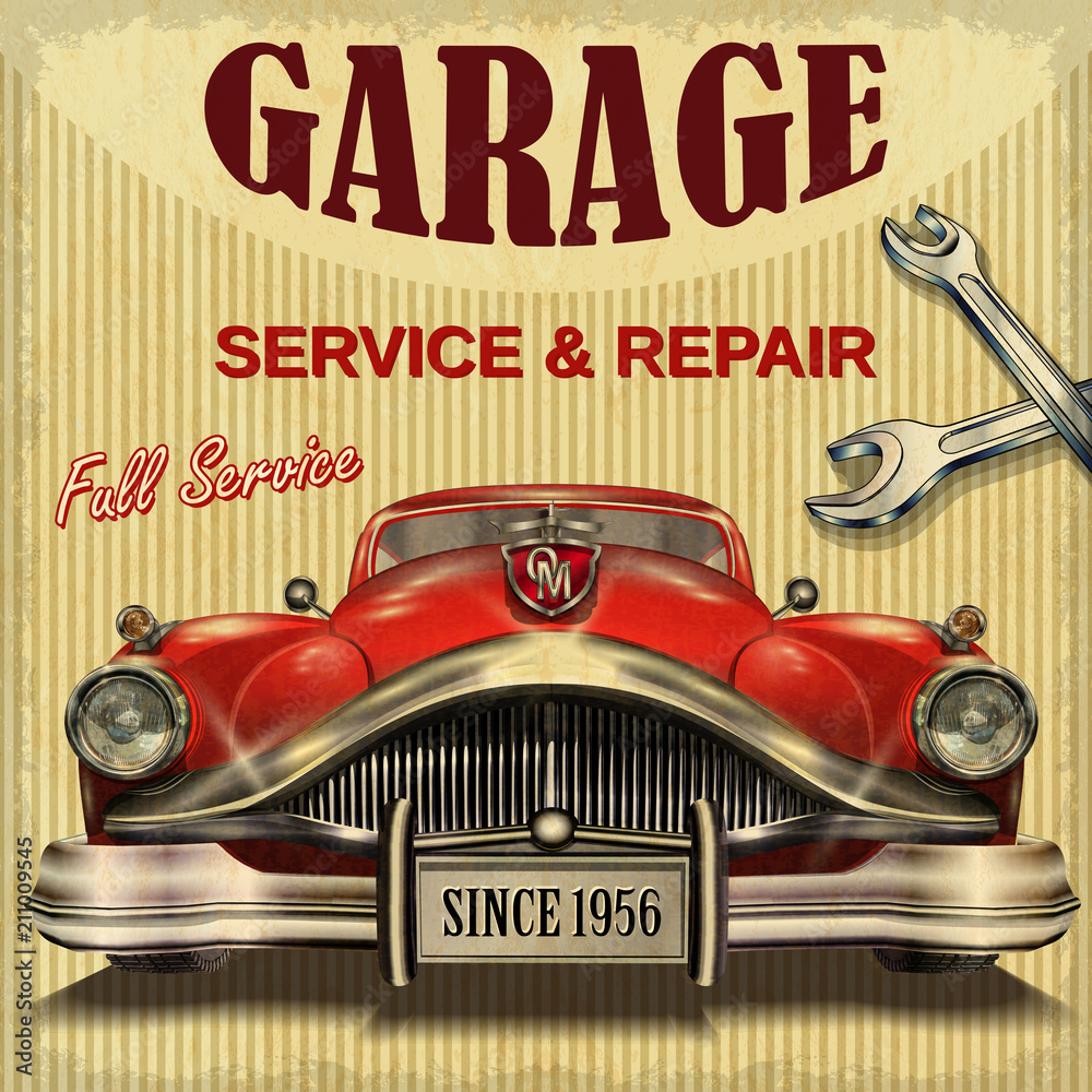 Vintage garage retro poster Stock Vector | Adobe Stock