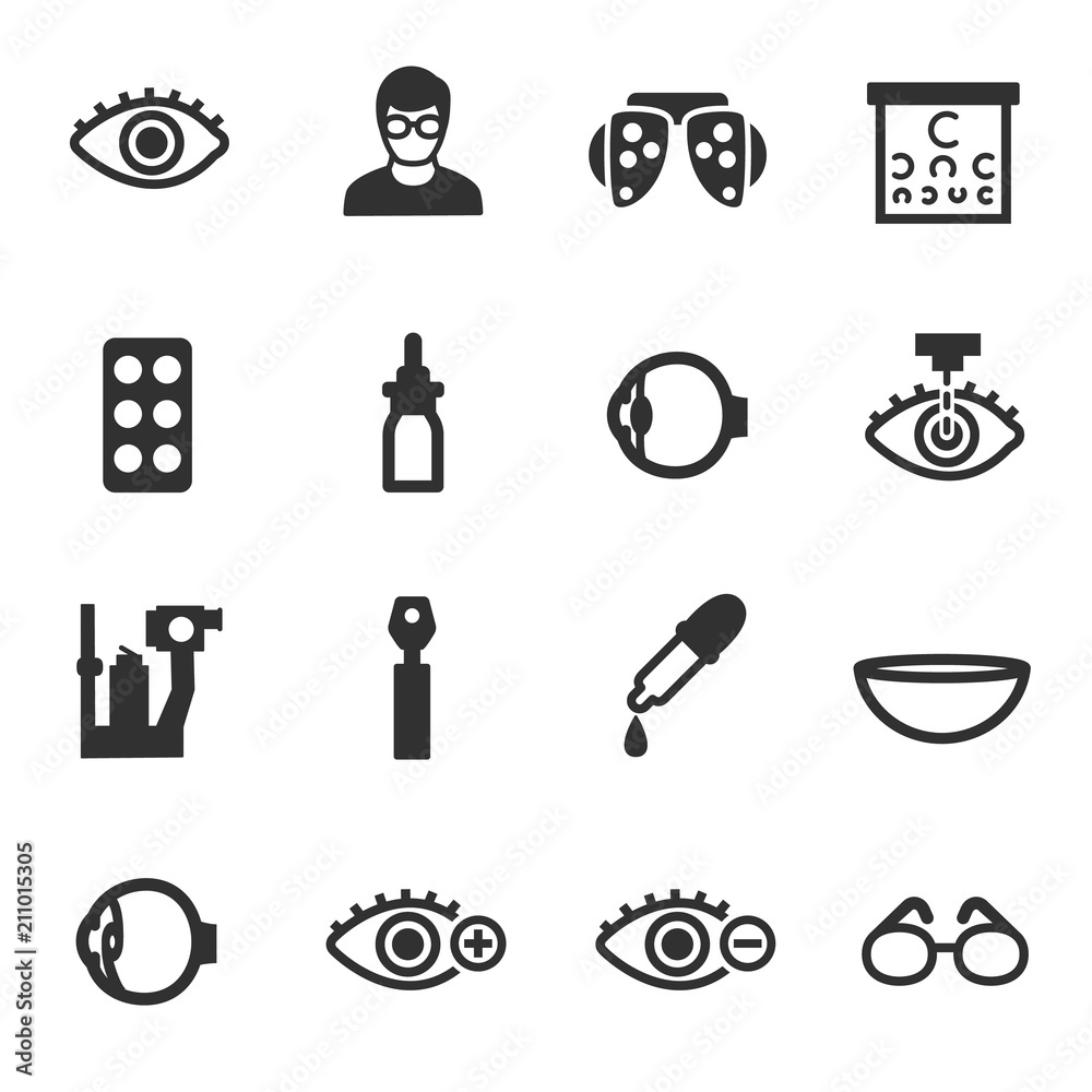 Verification and correction of visual, monochrome icons set. Vision ...