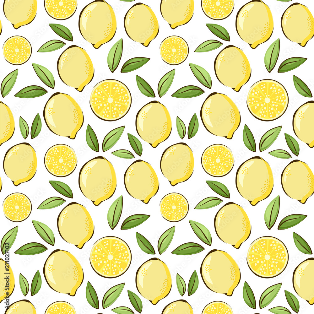 Seamless Lemon Pattern Background Vector Illustration With Lemons And Seamless Lemon Pattern Background Vector Illustration With Lemons And